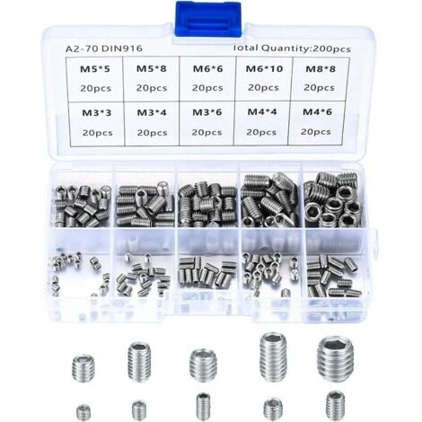 Tornillos prisioneros de acero inoxidable, tornillos para máquina M3, M4, M5, M6 y M8, kit ...
