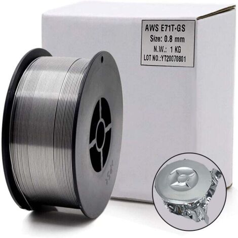 Carrete de alambre tubular sin gas autoprotegido E71T-GS de 0,8 mm y 1 kg para soldadura MIG ...