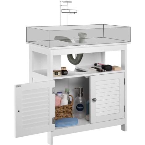 Mobile Mobiletto Armadietto Bagno Lavandino Lavabo Con Due Ante Legno ...