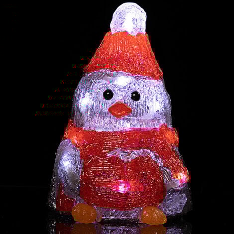 Pinguino Forma Acrilica Addobbo Natalizio Led Illuminazione Esterni e ...