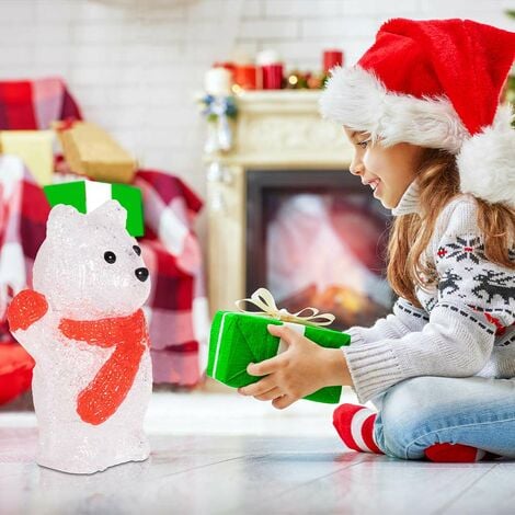 Orso Orsetto Polare Forma Acrilica Natalizio Led Illuminazione Esterni ...