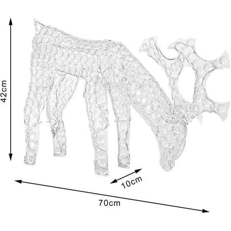 Renna Natalizia Luminosa mangia erba 3D in Acrilico 100 LED Bianco ...