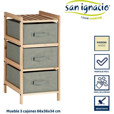 San Ignacio Mueble ancho 3 cajones gris oscuro colección KIPIT