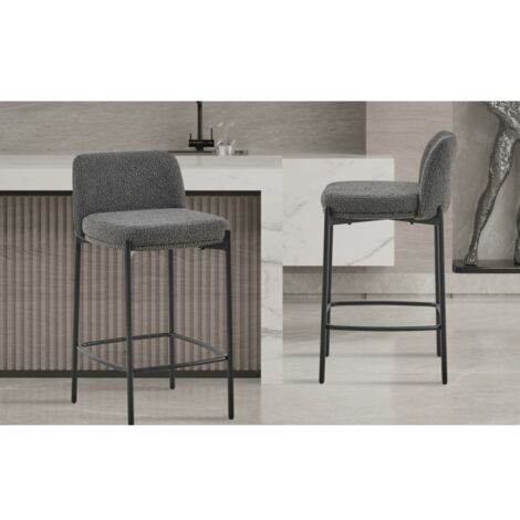 Silla de mostrador ELISE de color gris, dimensiones H91 x L44 x P42 ...