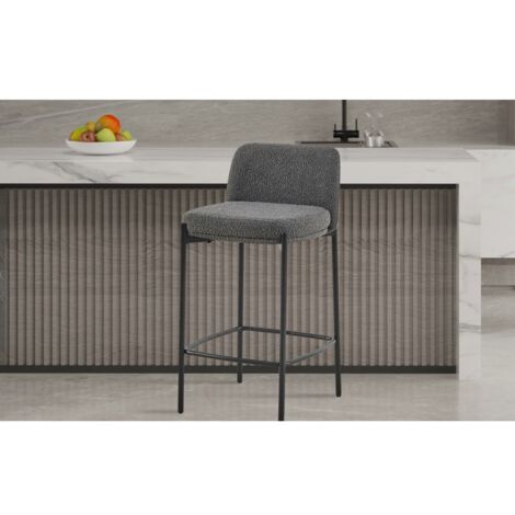 Silla de mostrador ELISE de color gris, dimensiones H91 x L44 x P42 ...