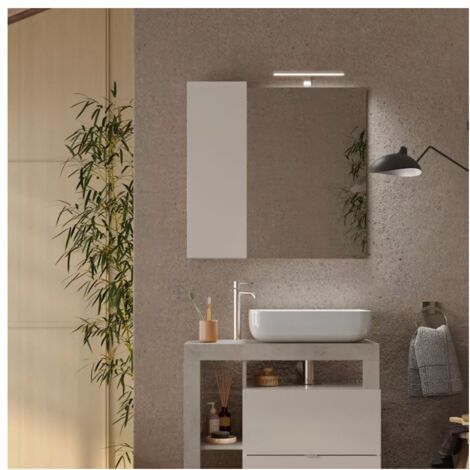 Espejo de diseño con almacenamiento, 78x75 cm, colección BURA, color ...