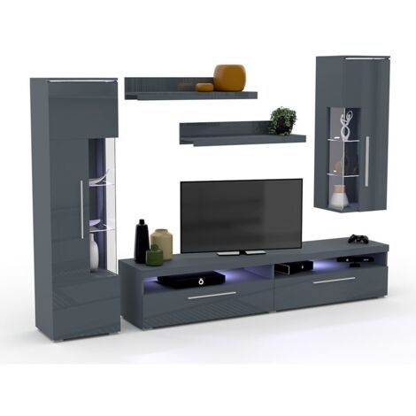 Composición de 5 muebles para salón en color gris brillante, colección ...