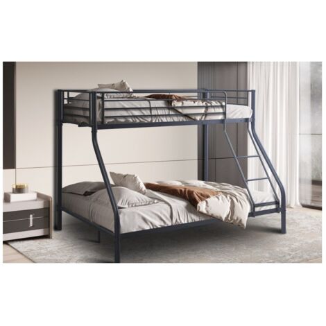 Litera de metal SAMMY - 90x200 & 140x200 cm - Gris oscuro - Incluye somier
