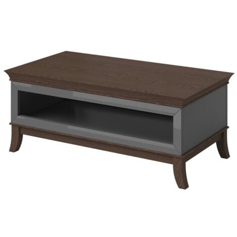 Mesa baja elegante rectangular colección PALACE Colores gris y roble oscuro