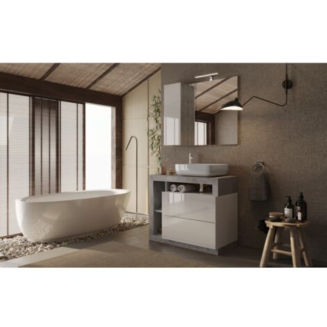 Mueble de baño con un lavabo y 2 cajones, longitud 92 cm, colección ...