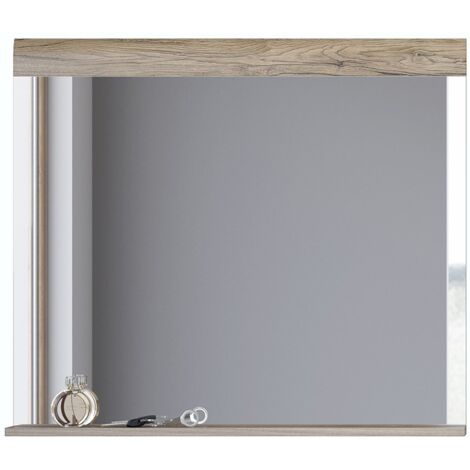 Grande specchio design collezione OHIO colore rovere chiaro con mensola ...