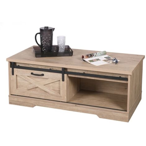 Tavolino stile rustico collezione WAYNE - 1 porta scorrevole e uno ...