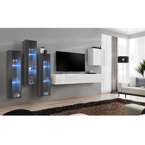 Mobile da salotto da parete SWITCH XIII design, colori bianco lucido e ...