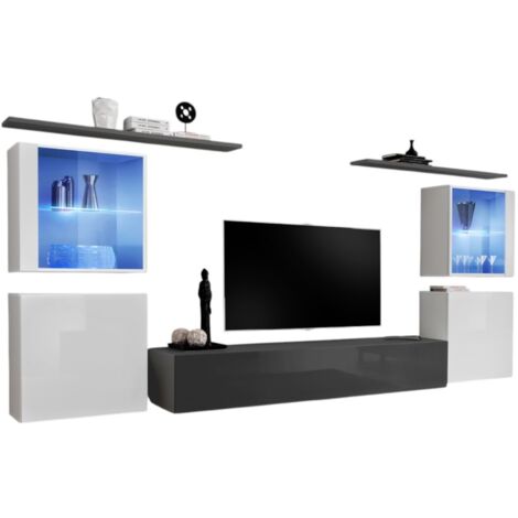 Mobile da salotto a parete SWITCH XIV design, colore grigio e bianco ...