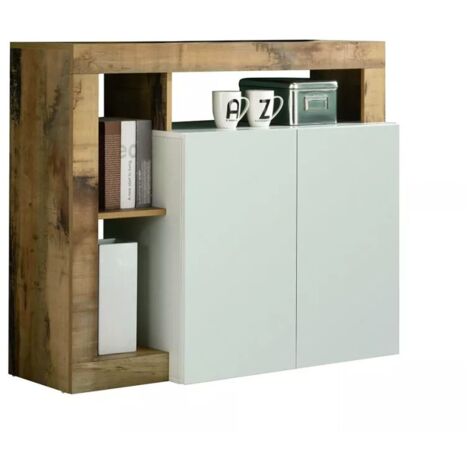 Buffet 2 porte collezione BURA, colore bianco lucido laccato e rovere ...