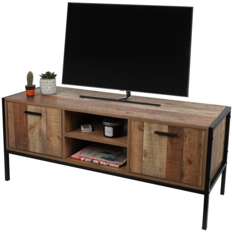 Mobile porta TV in stile rustico – Colore rovere scuro, 2 porte e 2 ...