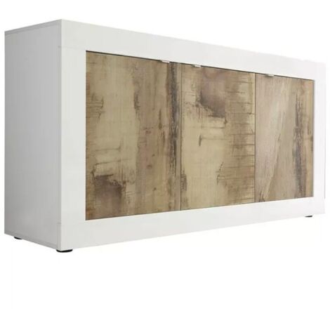 Buffet 3 porte, collezione ISORA, color bianco e rovere chiaro, ideale ...