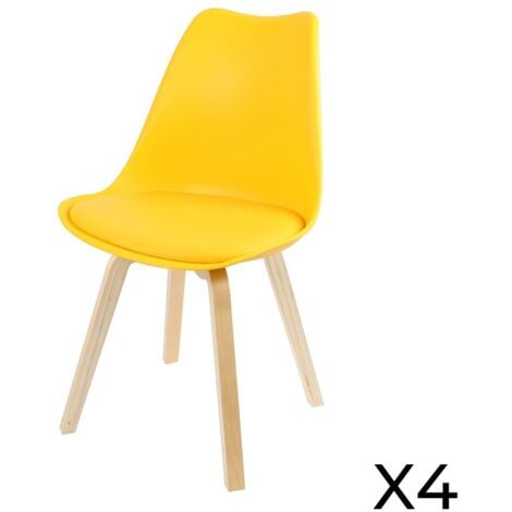 Set di 4 sedie design con cuscino colore giallo senape collezione MIA