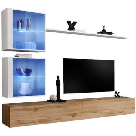 Mobile da salotto murale SWITCH XVIII design, colore rovere Wotan e ...