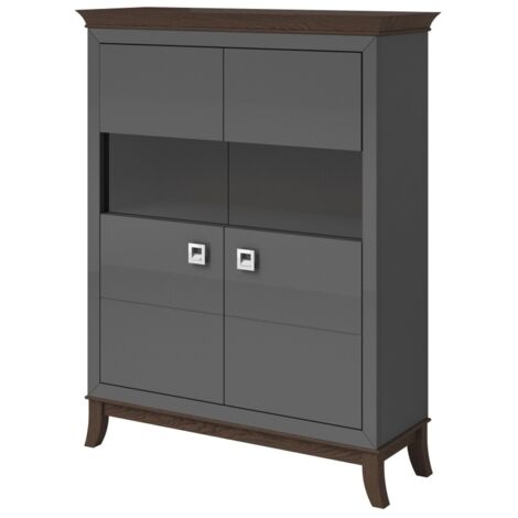 Buffet alto design con 2 ante per soggiorno, colore grigio e rovere ...