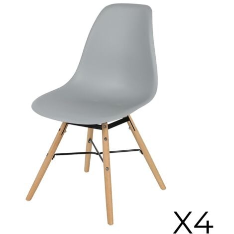Set di 4 sedie grigio chiaro con struttura in metallo nero e gambe in legno - 45,5x52xH42/81 cm ...