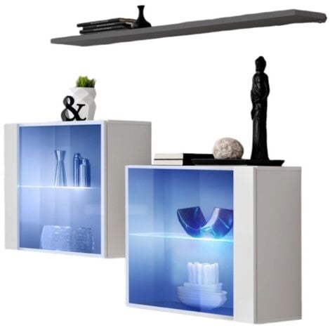 Set salotto SWITCH SBIII bianco lucido, porta in vetro con LED ...