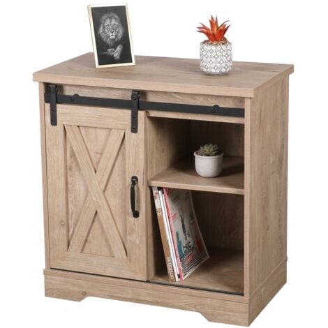 Comò stile rustico collezione WAYNE - 1 porta scorrevole e 1 scaffale ...