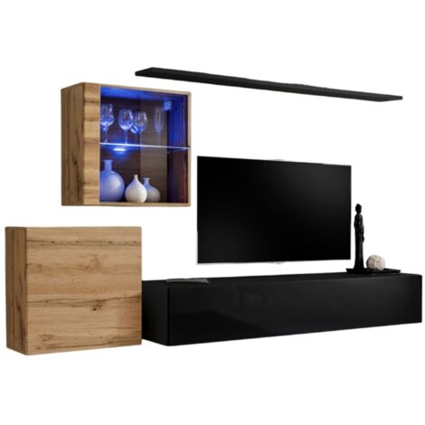Mobile da salotto a parete SWITCH XV design, colore nero lucido e ...