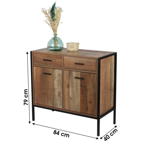 Comò in stile rustico – 2 porte e 2 cassetti, colore rovere scuro ...