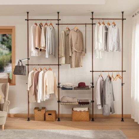 Portant à vêtements télescopique solide - Penderie ouverte réglable ...