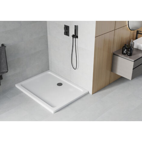 Receveur de douche ultra plat blanc 100x90cm avec son siphon Noir ...