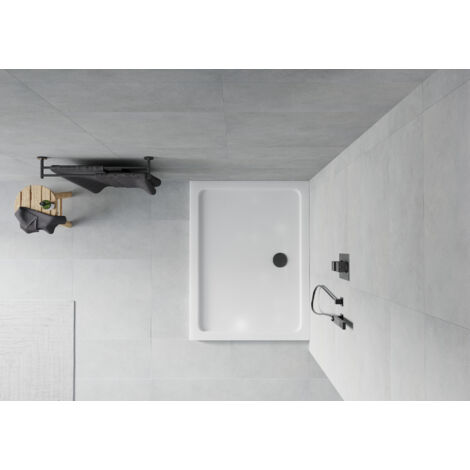Receveur de douche ultra plat blanc 100x90cm avec son siphon Noir ...