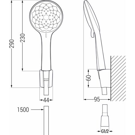 Mexen R-74 ensemble de douche ponctuel, noir - 785745052-70