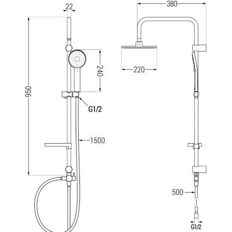 Mexen Carl ensemble de douche apparent avec douche de tête et robinet ...