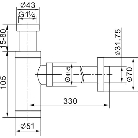 Mexen demi-siphon rond pour lavabo avec bouchon céramique clic-clac, sans trop-plein, Graphite ...
