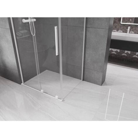 Cabine de douche coulissante Mexen Velar L 110 x 80 cm, transparent, blanc - 871-110-080-03-20