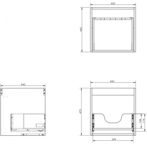Mexen Box-A caisson de meuble lavabo 45 cm, 1 tiroir, noir brillant ...