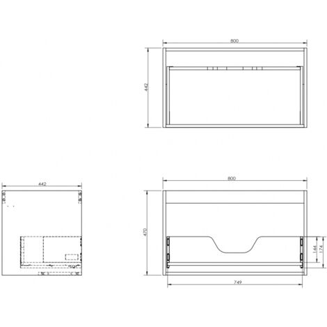 Mexen Box-A caisson de meuble sous-lavabo 80 cm, 1 tiroir, noir mat ...
