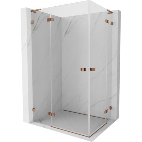 Mexen Lunar L Duo cabine de douche pivotante 100 x 95 cm, transparent, or rose - 834L-100L-095P ...