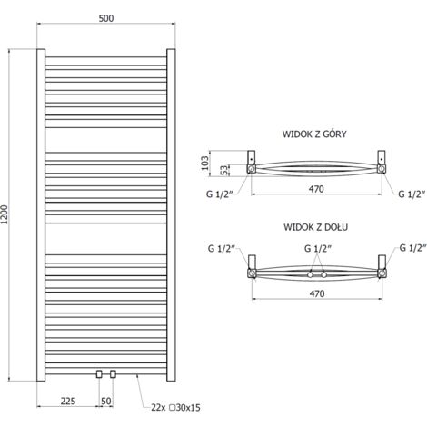 Sèche-serviette vertical Mexen Zing noir 1200x500mm grand confort ...