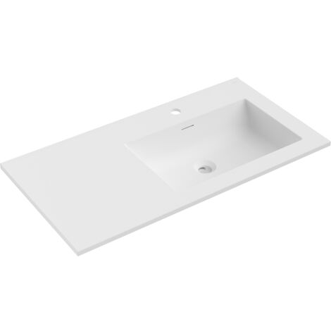 Lavabo asymétrique Mexen Otis 91x46.5 cm finition céramique blanc mat ...