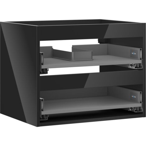 Mexen Box-A corps de meuble sous-lavabo 60 cm, 2 tiroirs, noir brillant ...