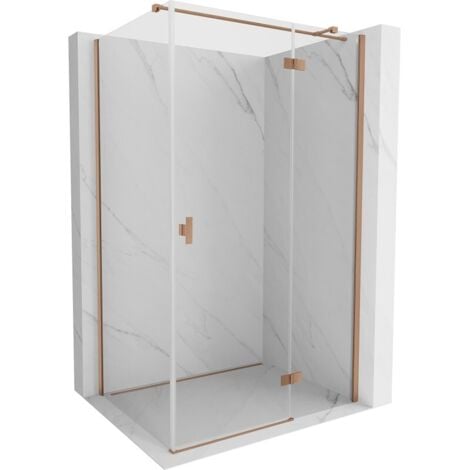 Mexen Mist H T cabine de douche pivotante droite 110 x 95 cm, transparent, cuivre brossé - 8A5T ...
