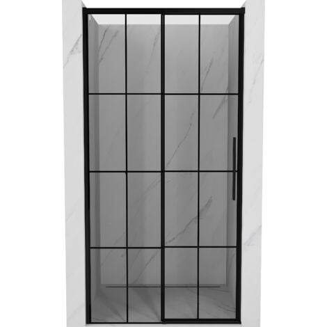 Mexen Rox porte de douche coulissante gauche 100 cm, grille noire, noir - 8C2-100-000-70-77-L