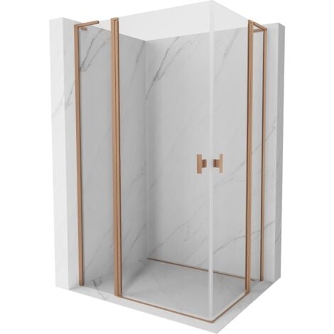 Mexen Mist L Duo cabine de douche pliante 100 x 95 cm, transparent, cuivre brossé - 8A4L-100-095 ...