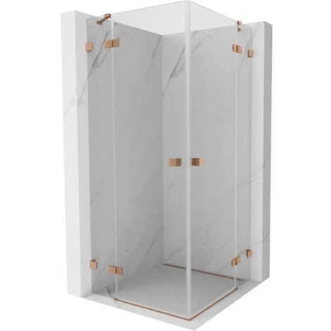 Mexen Lunar Duo cabine de douche pivotante 95 x 95 cm, transparent, cuivre brossé - 834-095L ...