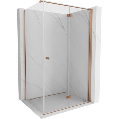 Mexen Mist-F T cabine de douche pliante droite 120 x 95 cm, transparent, cuivre brossé - 8A6T ...