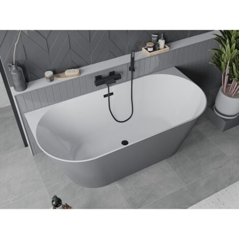 Mexen Oval Sim baignoire autoportante adossée 170 x 80 cm, blanc/gris ...