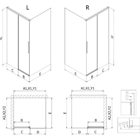 Mexen Rox cabine de douche coulissante 90 x 70 cm, transparent, or - 8C2-090-070-50-00