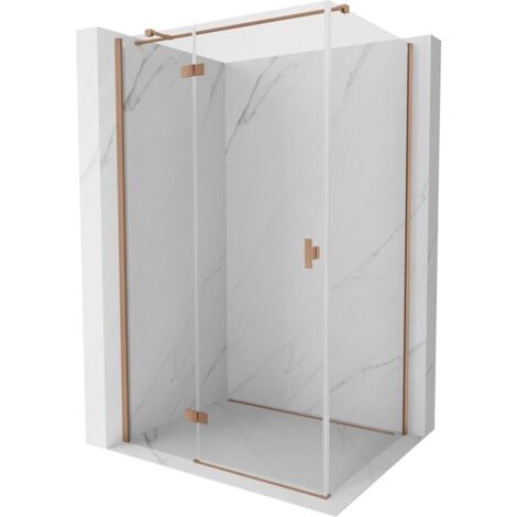 Cabine de douche pliante gauche Mexen Mist H T 110 x 95 cm, transparent, cuivre brossé - 8A5T ...